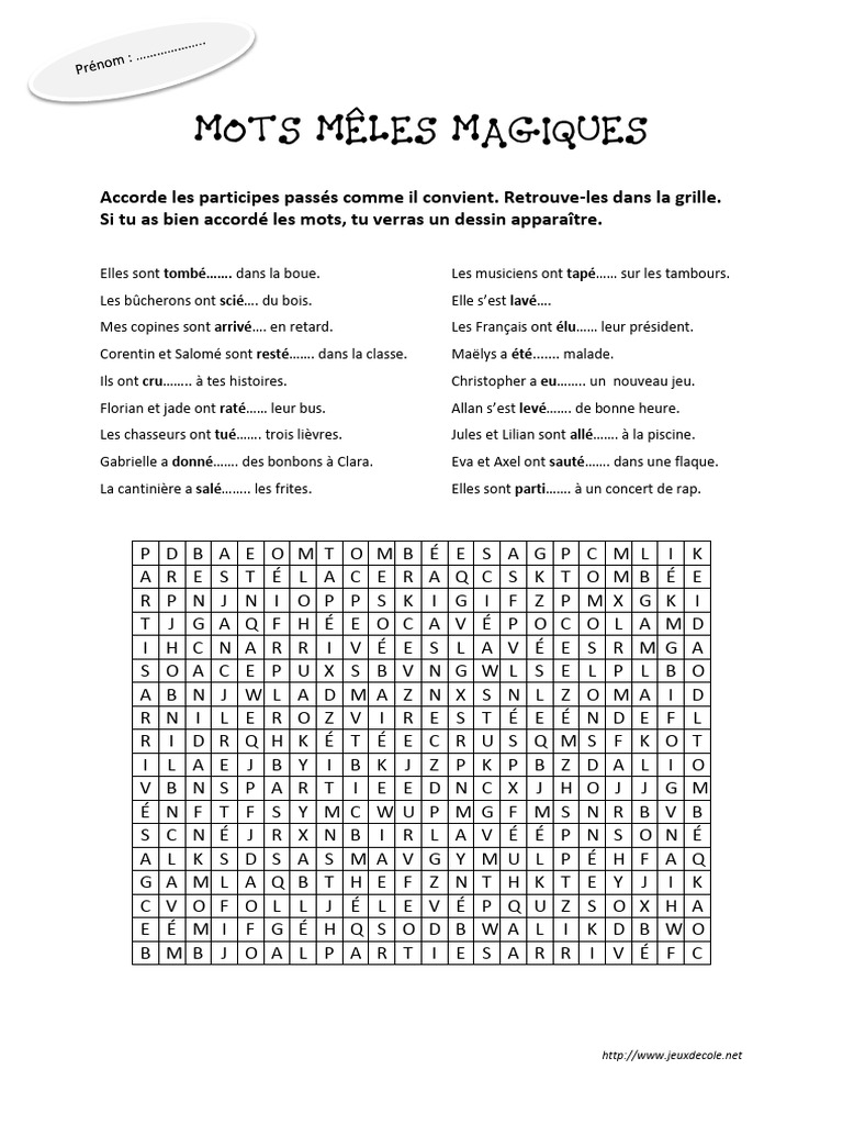 Mots Meles Magiques Accord Participe Passe | PDF
