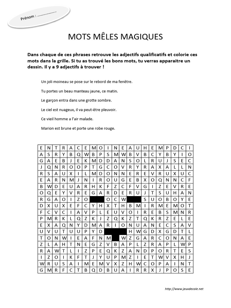 Mots Meles Magiques Adjectifs Qualificatifs | PDF