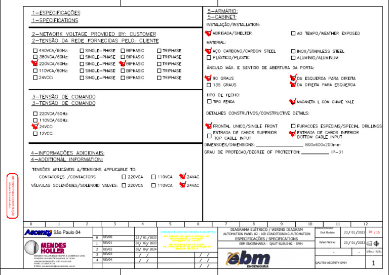 Painel de Automação Qaut-02 - (Qaut-Slbus-02) Rev02-Especificações | PDF