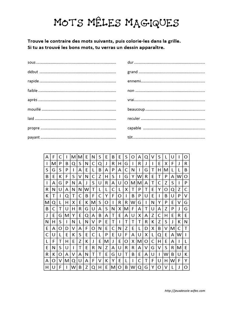 Mots Meles Magiques Contraires | PDF