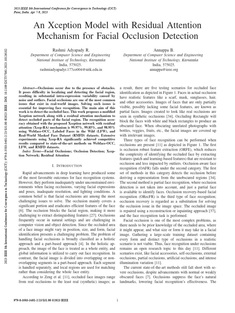 An Xception Model With Residual Attention Mechanism For Facial Occlusion Detection | PDF | Deep ...