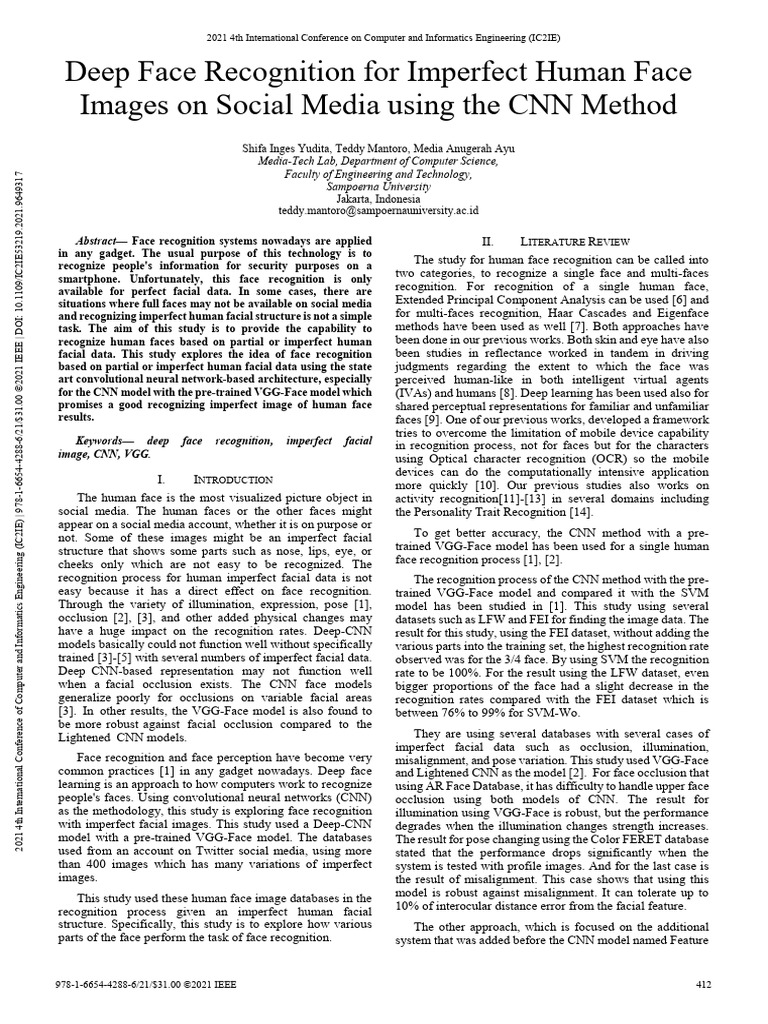 Deep Face Recognition For Imperfect Human Face Images On Social Media ...