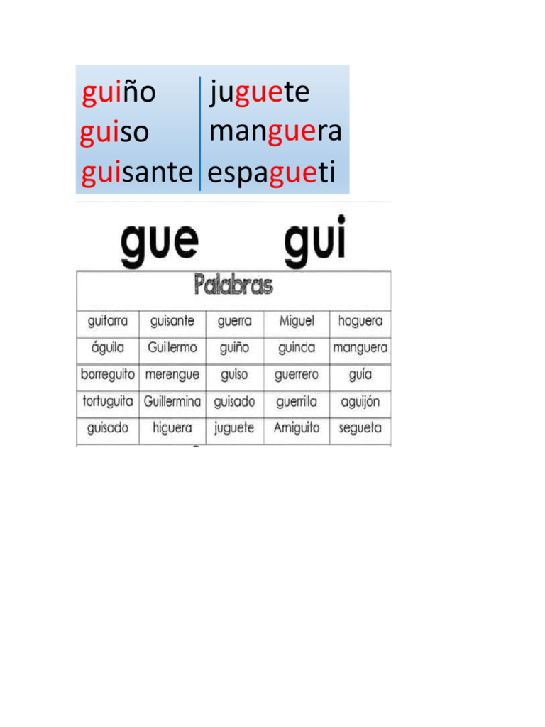 Palabras Con Gue Gui | PDF