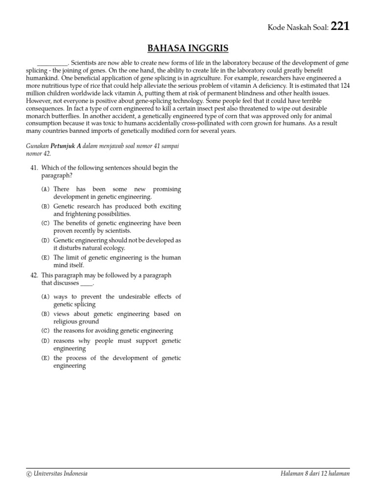 Bahasa Inggris SIMAK UI 2012 - Bimbingan Alumni UI | PDF | Bumblebee | Bees