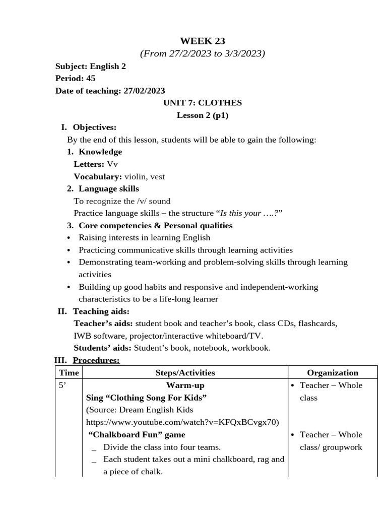 Lesson Plan - Smart Start Grade 2 (w23.1) | PDF | Flashcard | Teachers
