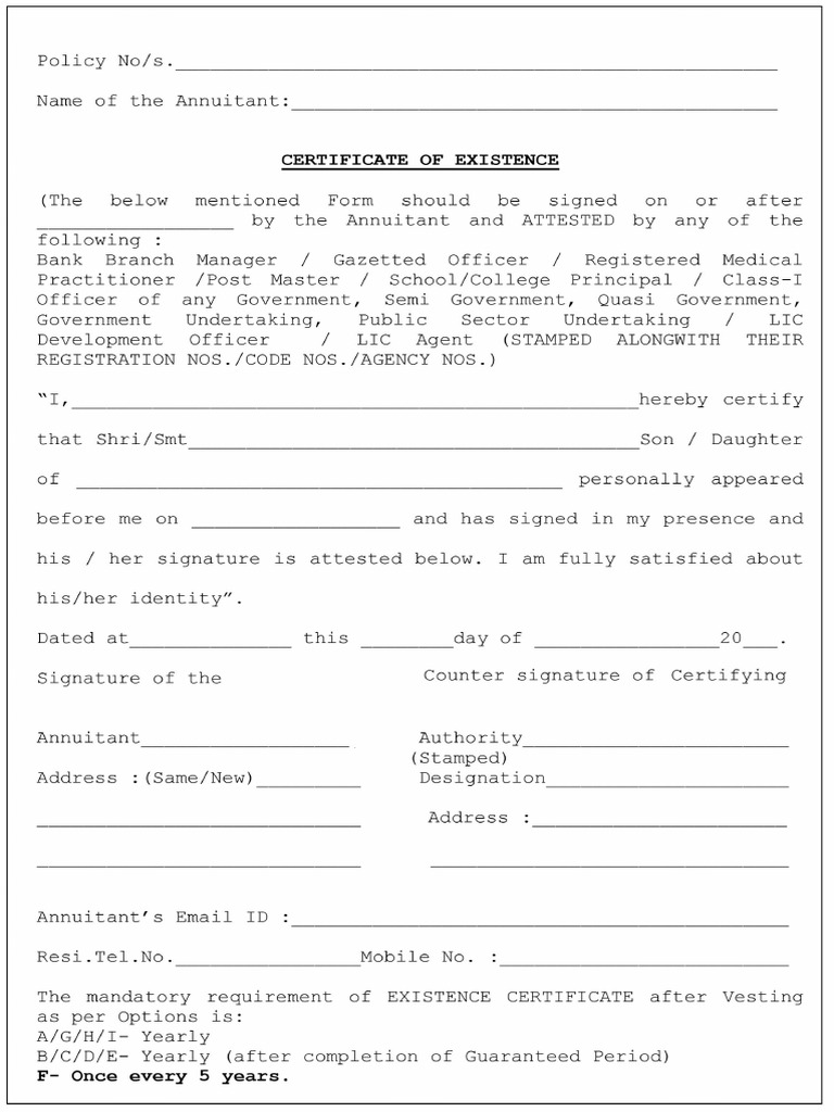 Life Certificate1 | PDF