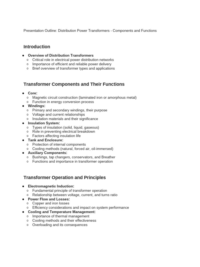 DISTRIBUTION Power Transformers Parts and Functio... | PDF | Transformer | Physical Sciences