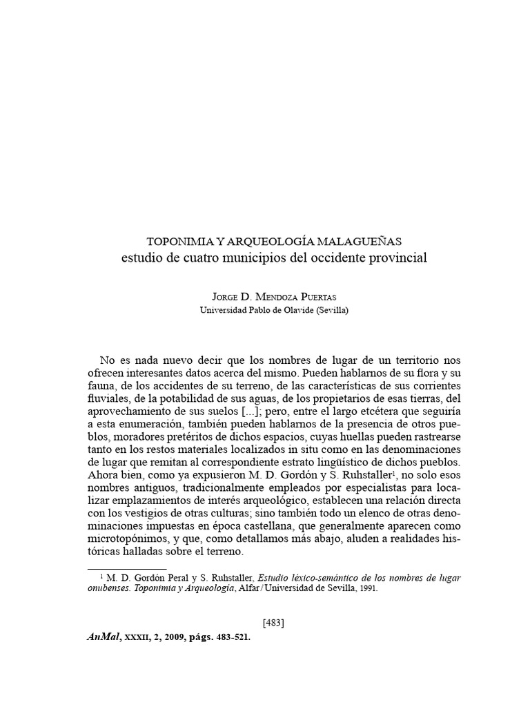 Toponimia y Arqueología en Málaga | PDF | Arqueología | Sevilla