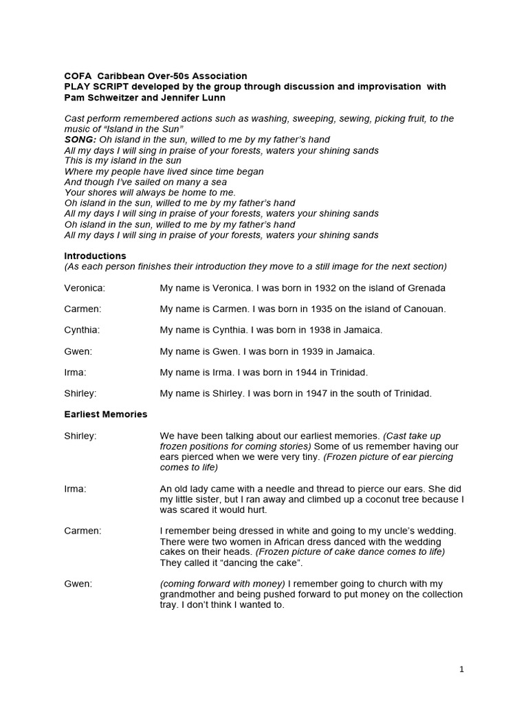 Caribbean Over-50s Play Script | PDF | Nursing
