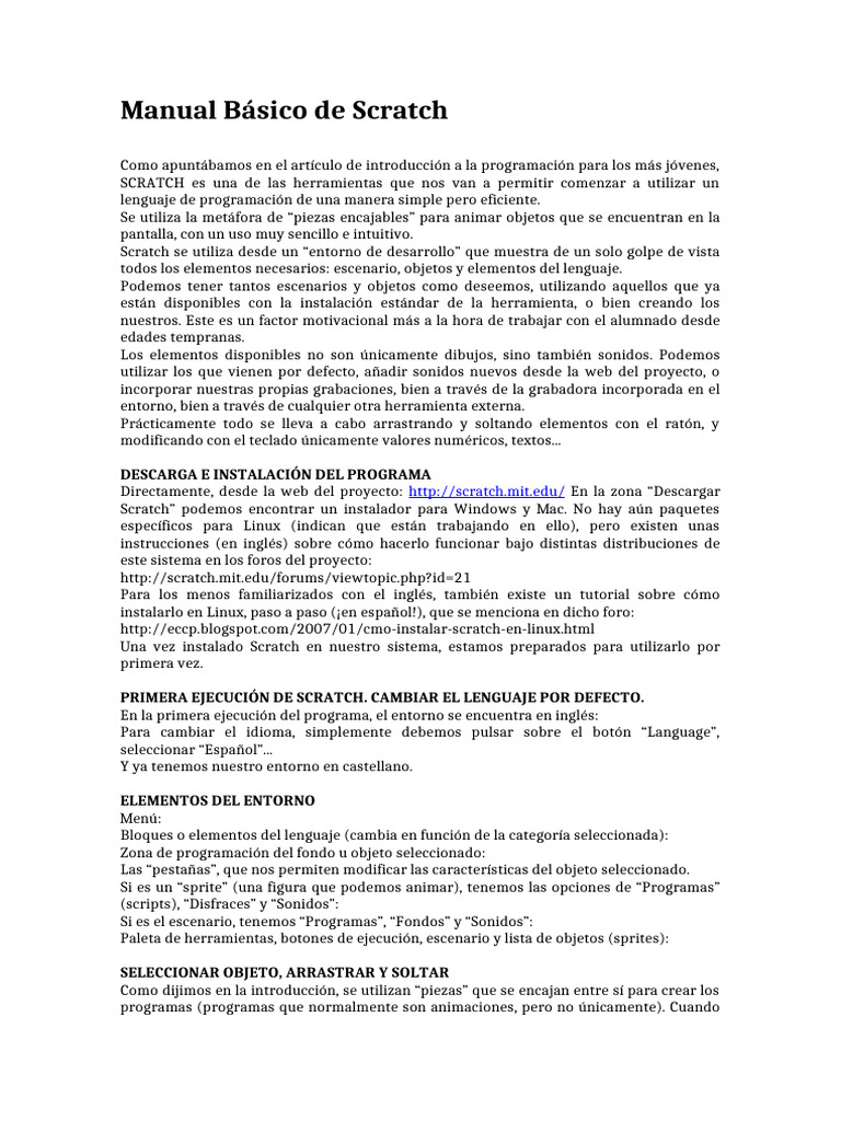 Manual Básico de Scratch | PDF | Scratch (lenguaje de programación ...