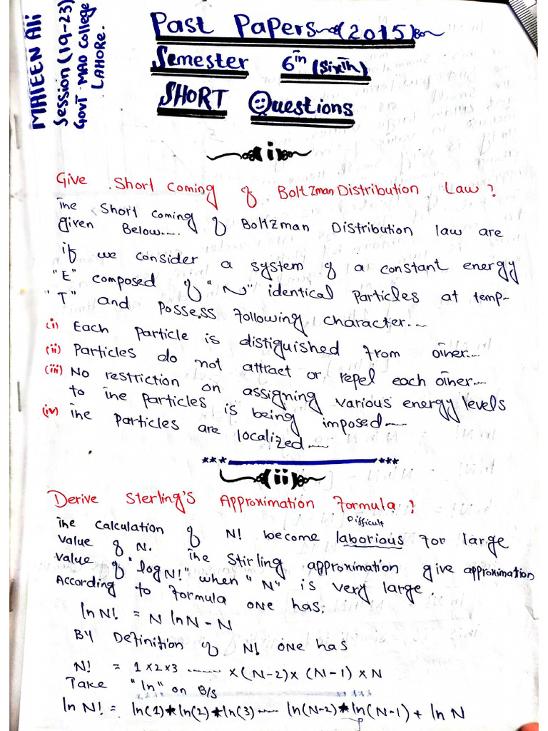 6th Physical Chem Solved Pps. | PDF