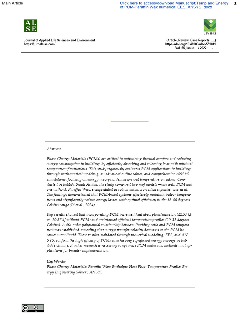 Variation of Temperature and Energy of PCM-Paraffin Wax Using Numerical ...