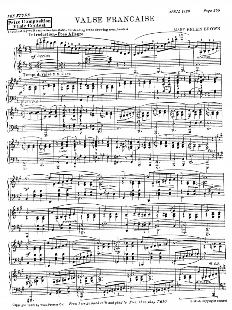 Brown, MH. .Valse Francaise (Pno Etude 04 1920) | PDF