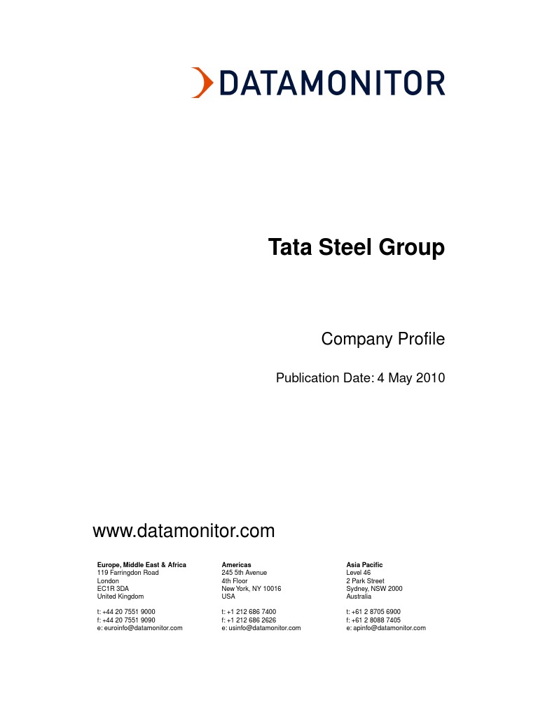 Tata Steel - Company Profile | PDF | Industries | Mining