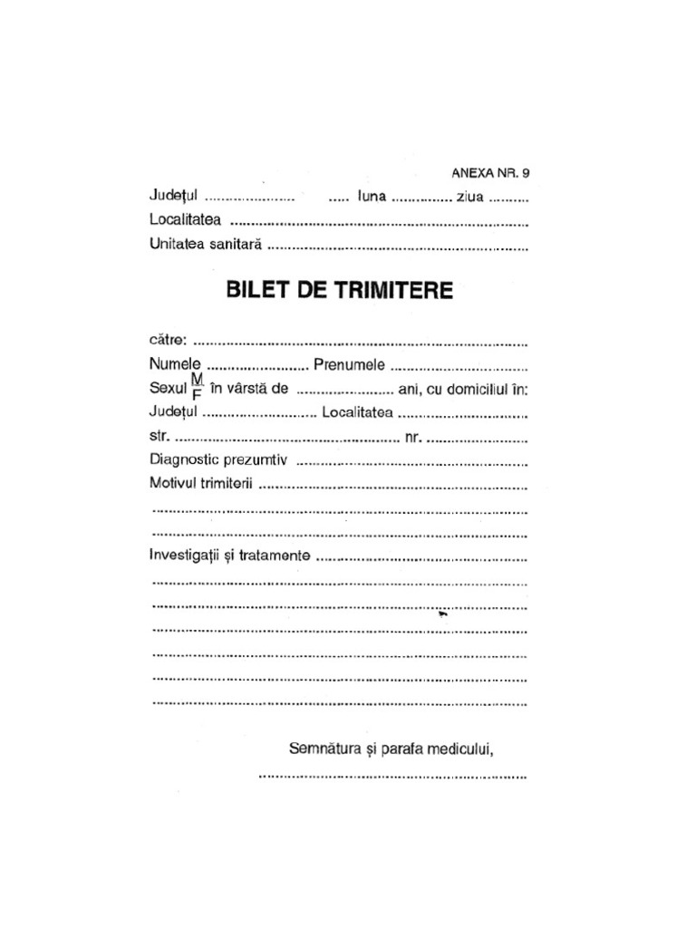 Bilet de Trimitere | PDF