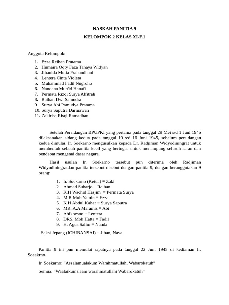 Naskah Panitia 9 | PDF