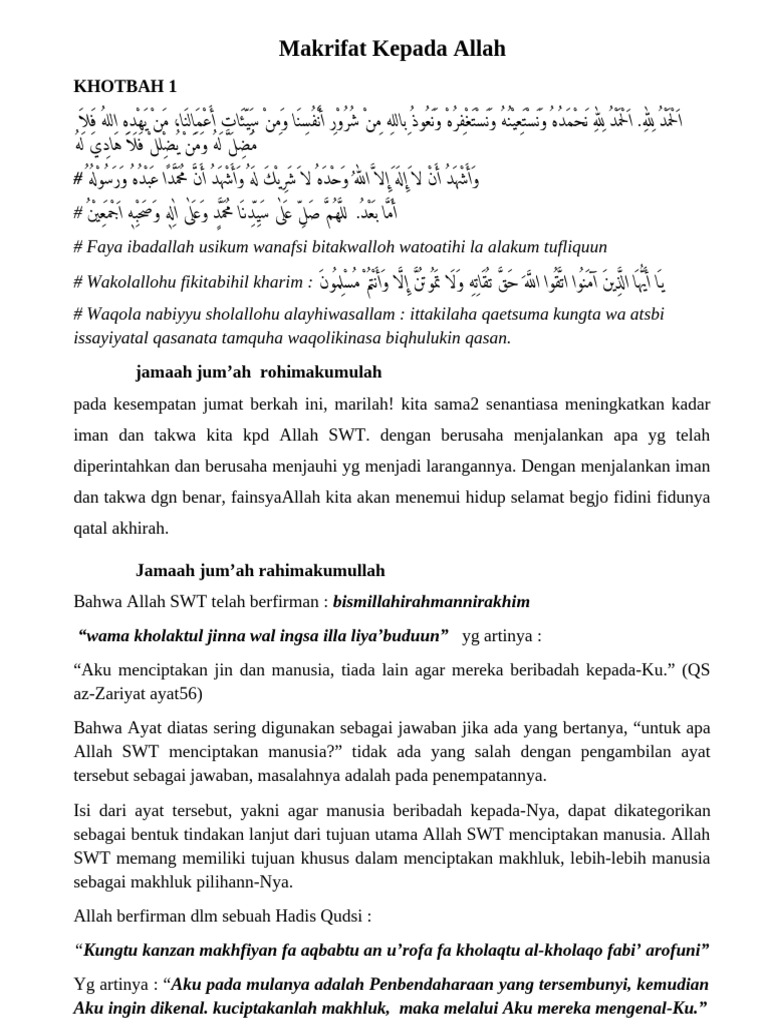 Khotbah Makrifat Kepada Allah | PDF | Agama & Spiritualitas