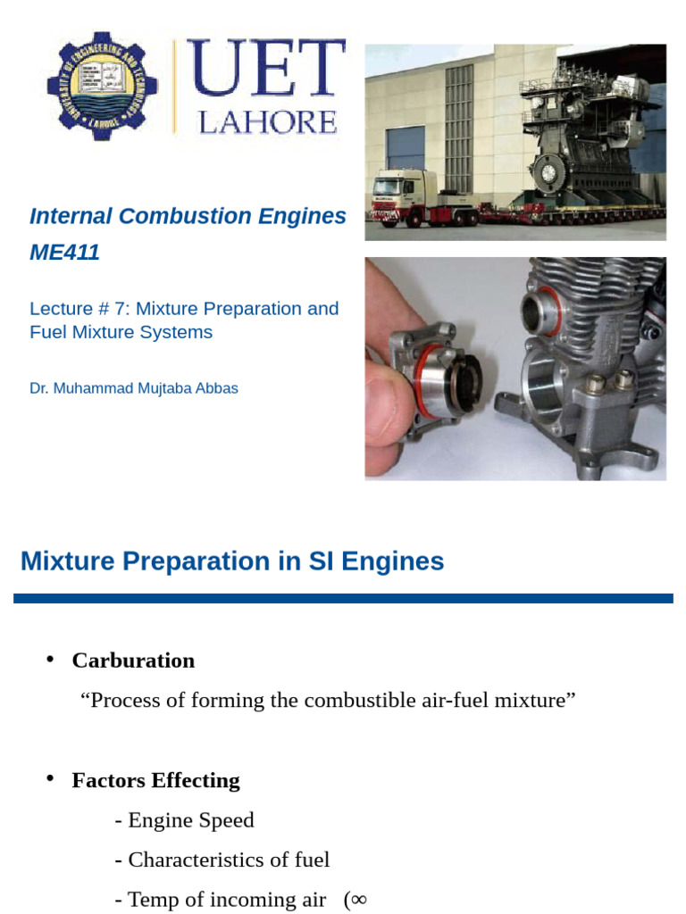 Lecture 7_Mixture Prepration and Fuel Introduction System | PDF | Fuel ...