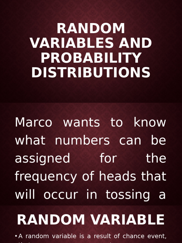 Random Variables and Probability Distributions Ppt | PDF | Probability Distribution | Variance