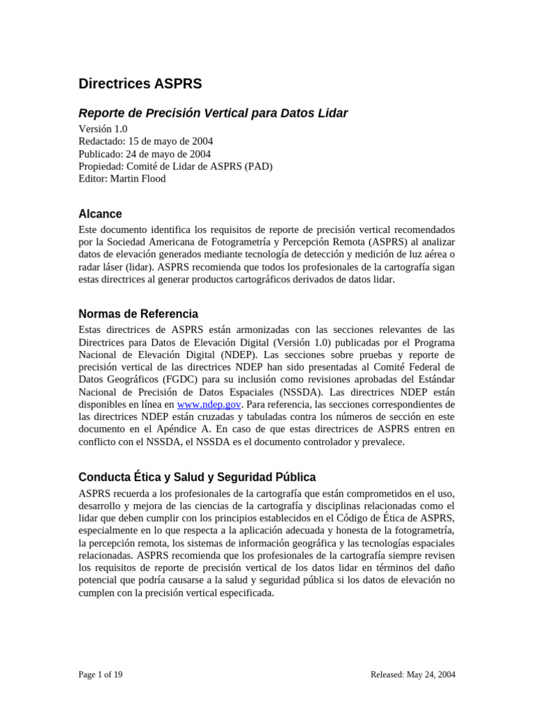 ASPRS Lidar Guidelines - Vertical Accuracy Reporting For Lidar Data V1 ...
