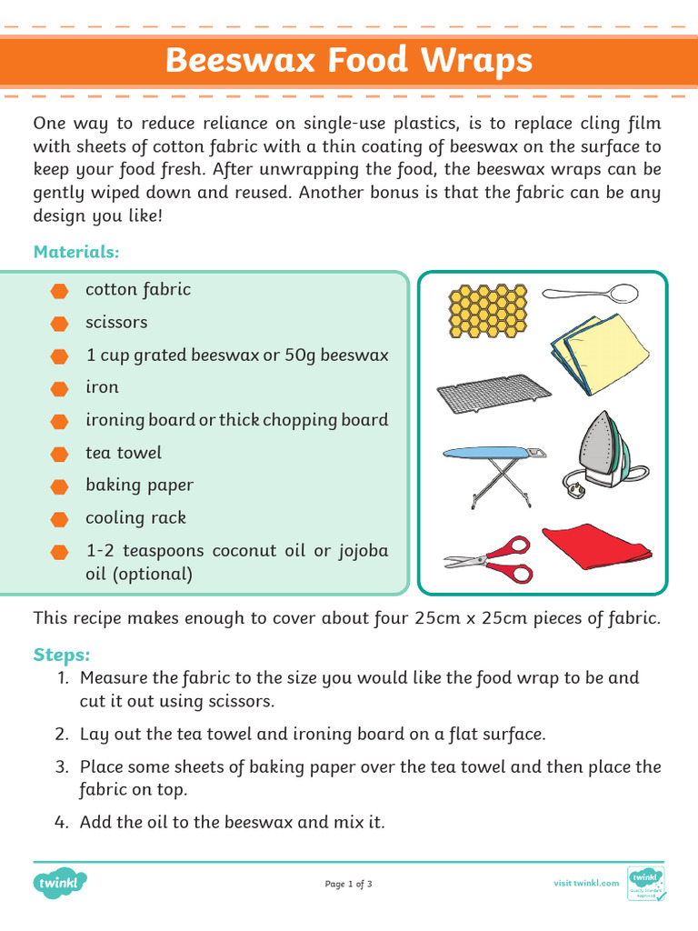 Beeswax Wrap Craft Instructions | PDF | Cooking, Food & Wine | Wellness