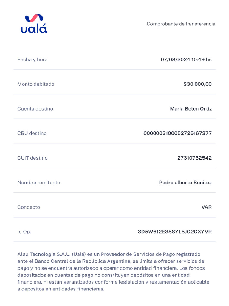 Comprobante de Transferencia | PDF Comprobante de Transferencia | PDF