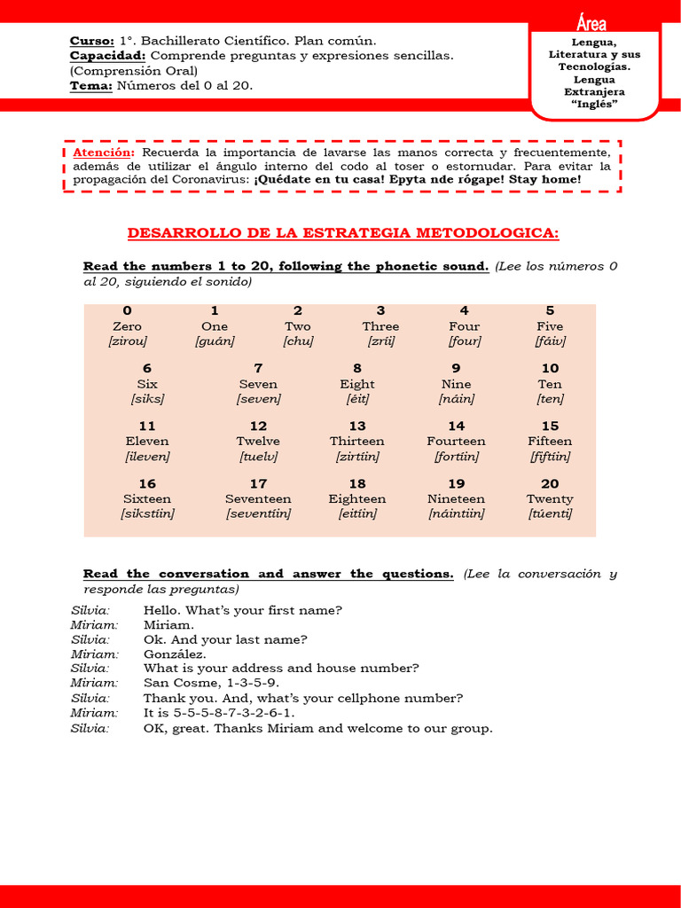 1st English Lesson 3 | PDF | Idiomas del Reino Unido
