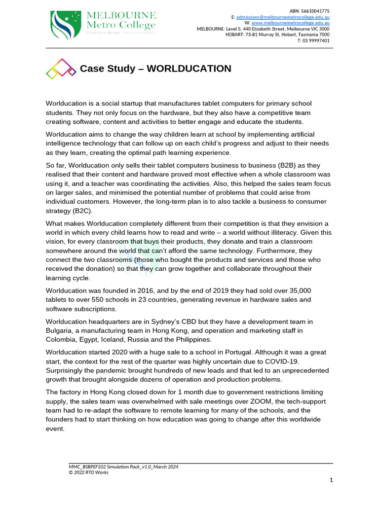 Worlducation Case Study: EdTech Growth | PDF | Economies | Business