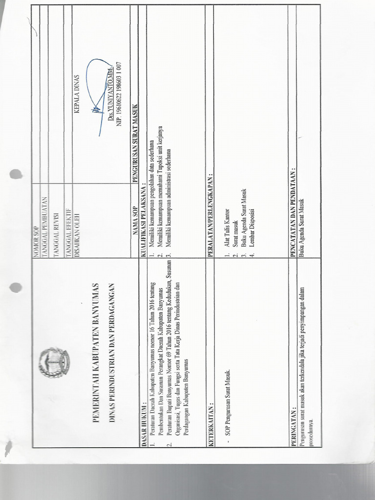 SOP Surat Masuk | PDF