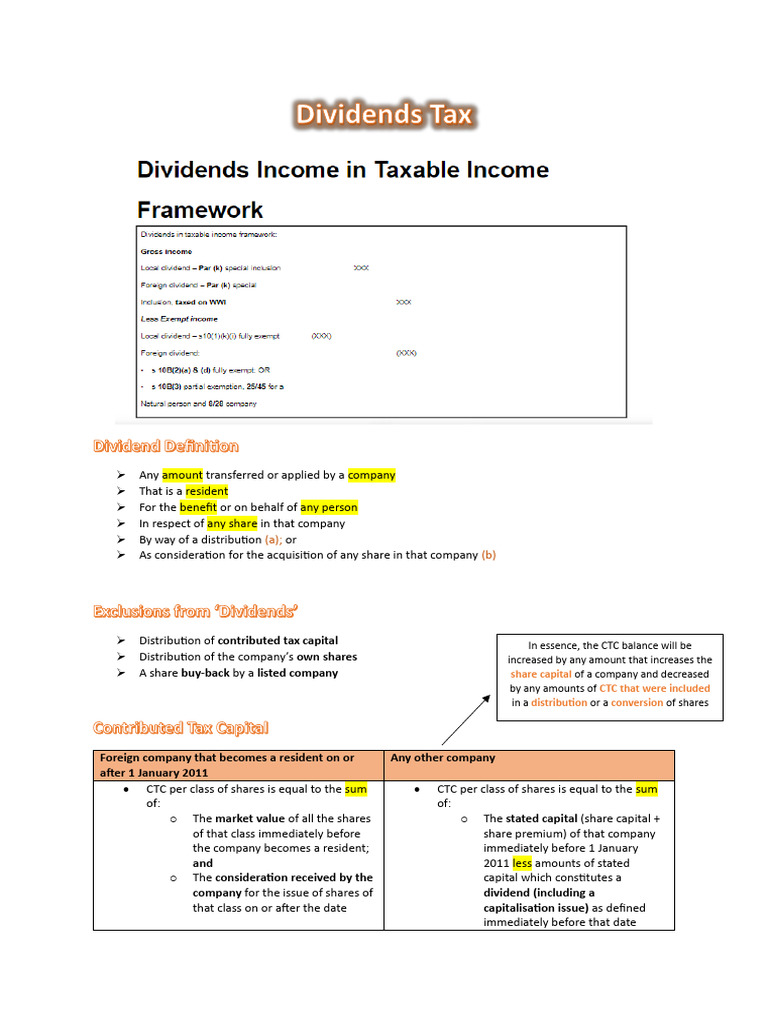 Dividends Tax | PDF | Dividend | Double Taxation