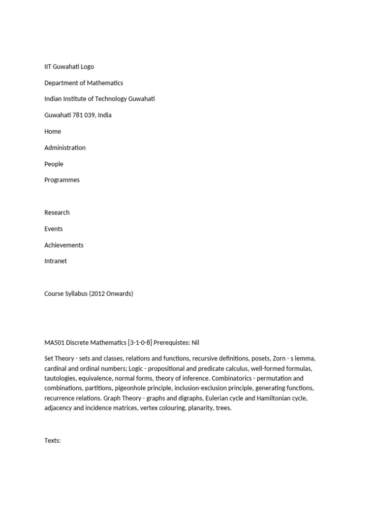 MSC Maths Syllabus IIT Guwahati | PDF | Eigenvalues And Eigenvectors ...