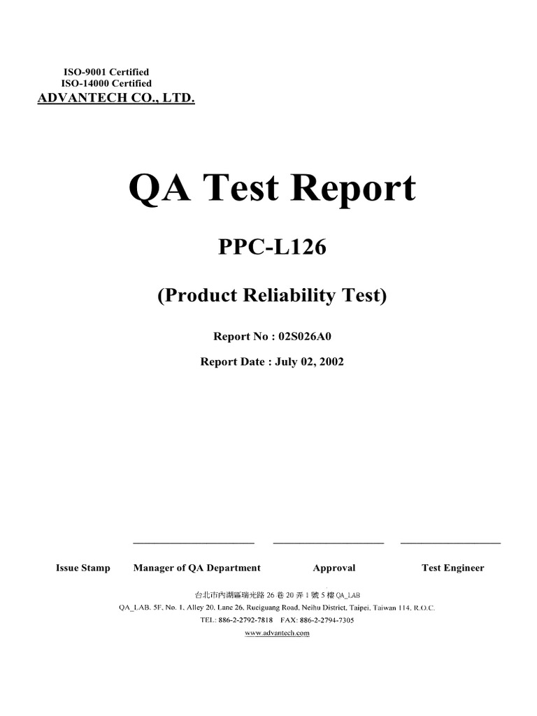 PPC-L126T Reliability Test Report | PDF