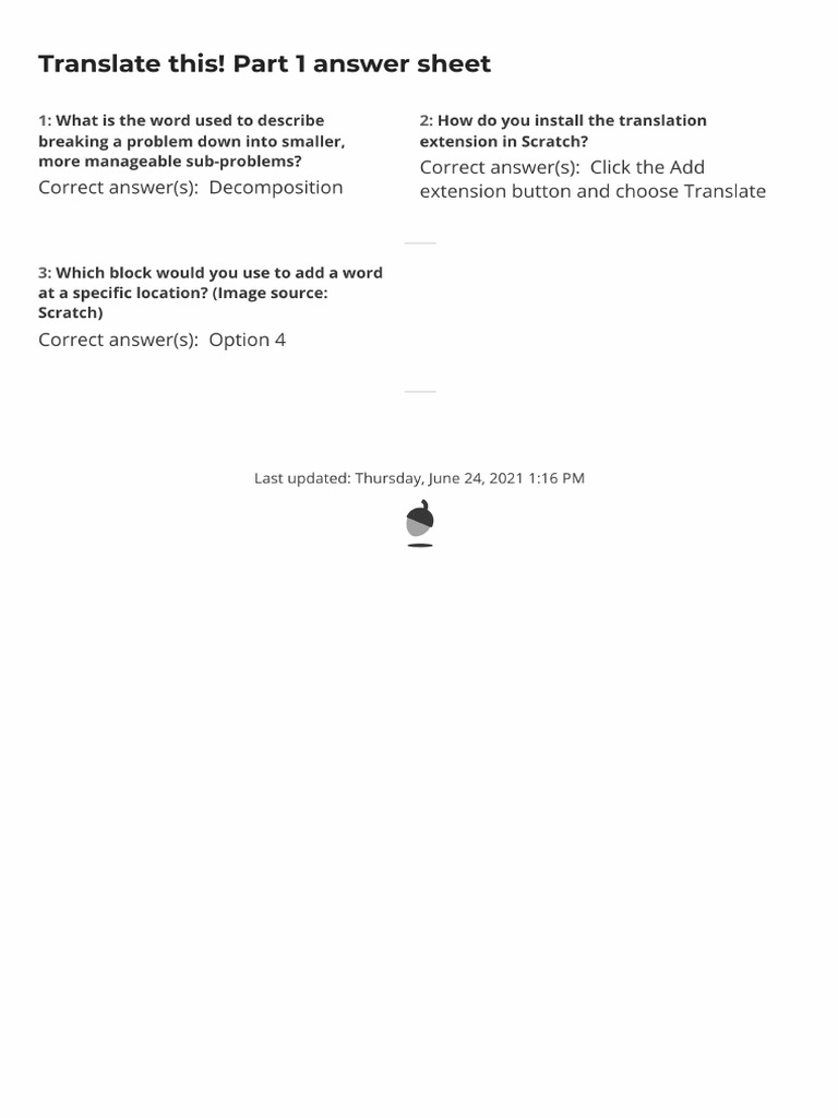 Translate This Part 1 Cmw3ge Exit Quiz Answers | PDF