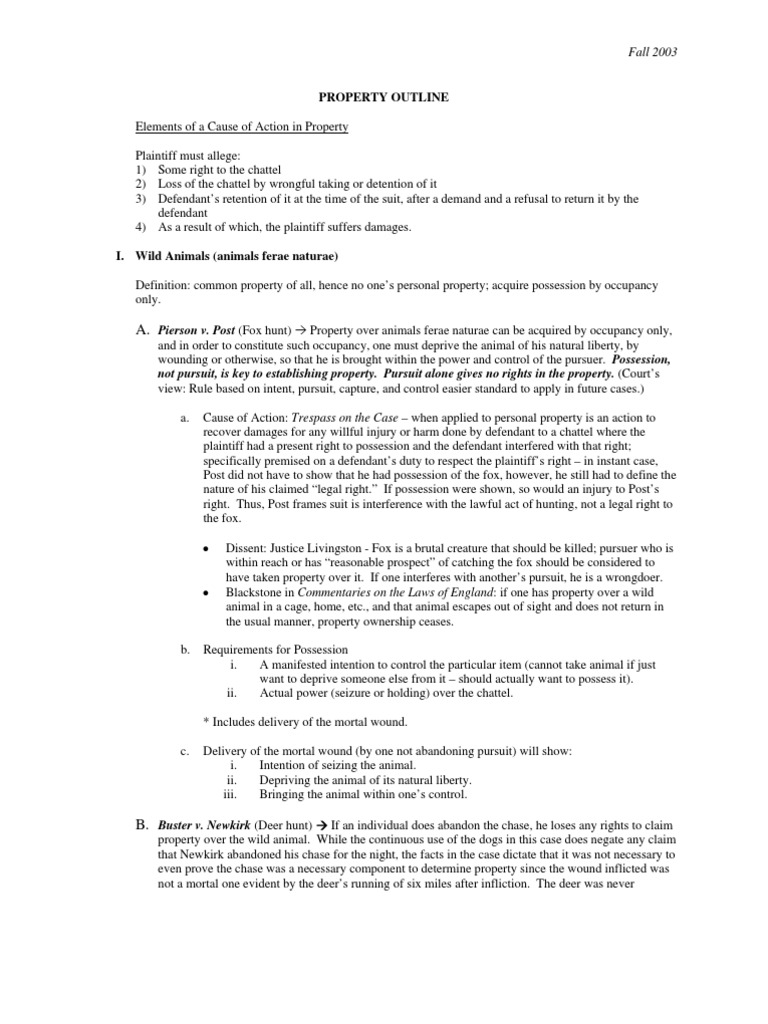 Property Outline 2 | PDF | Conversion (Law) | Trespass