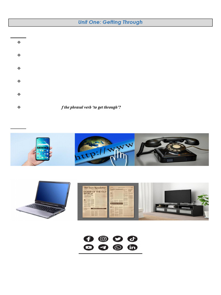 Handout - Unit Introduction & Project Anouncement - Getting Through - 1st Years | PDF | Social ...