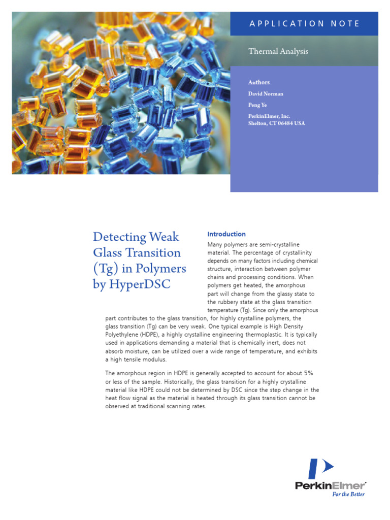 Detecting Weak Glass Transition TG in Polymers by Hyperdsc | PDF ...