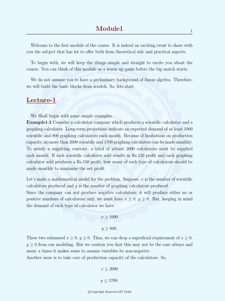 Lect1 Merged | PDF | Mathematical Optimization | Linear Programming