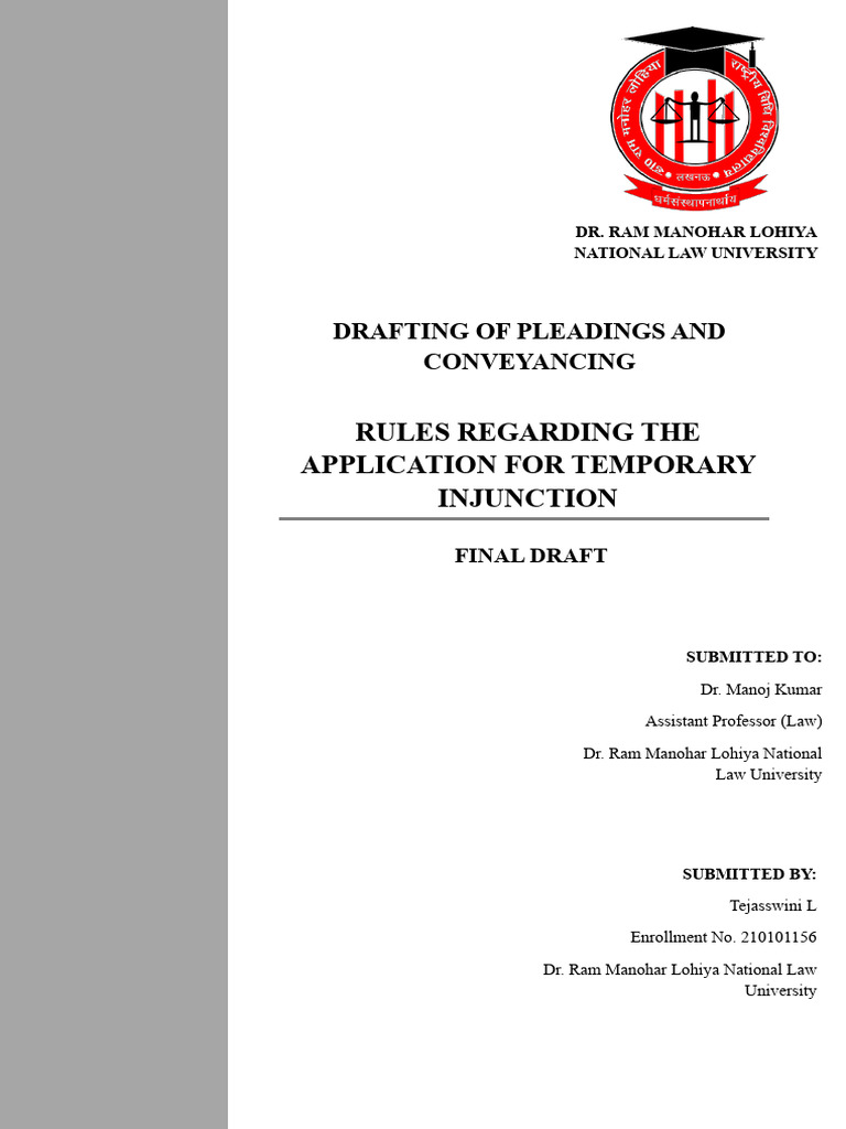 Drafting of Pleadings and Conveyancing | PDF | Injunction | Equity (Law) Drafting of Pleadings and Conveyancing | PDF | Injunction | Equity (Law)