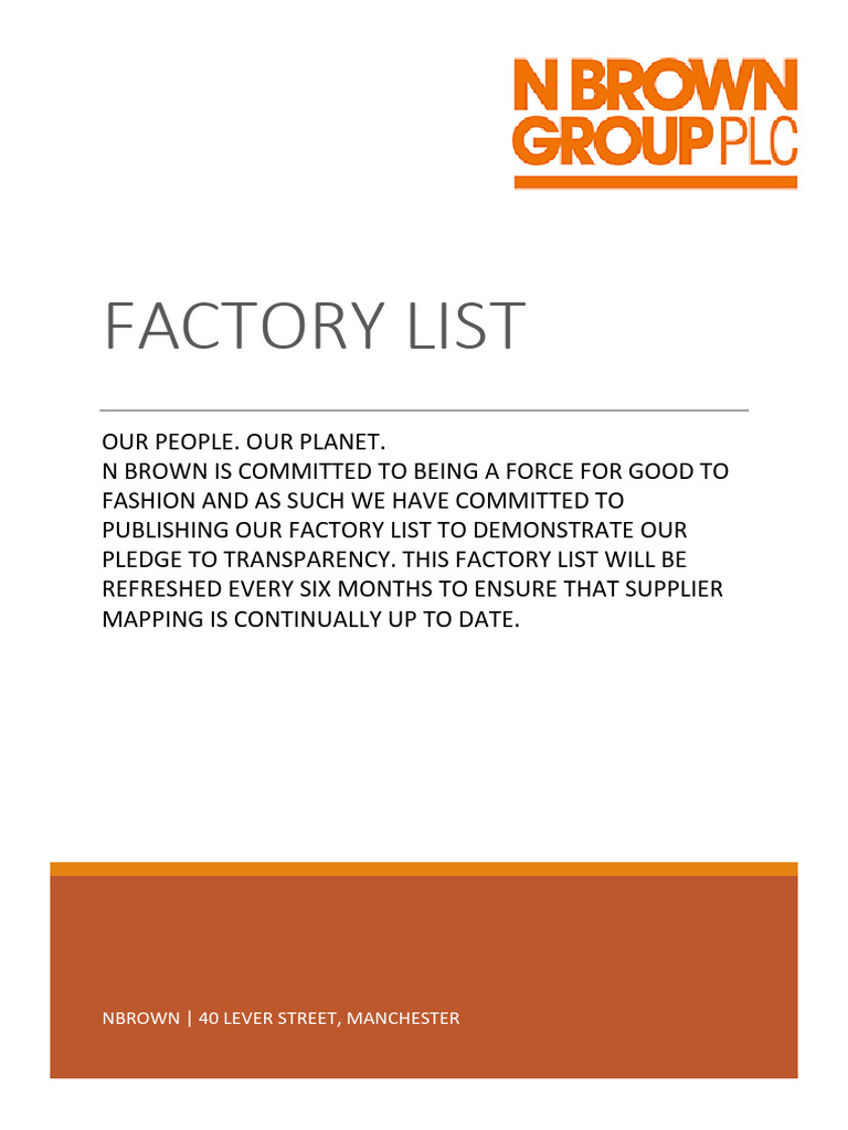 Factory List | PDF | Consumer Goods | Human Body