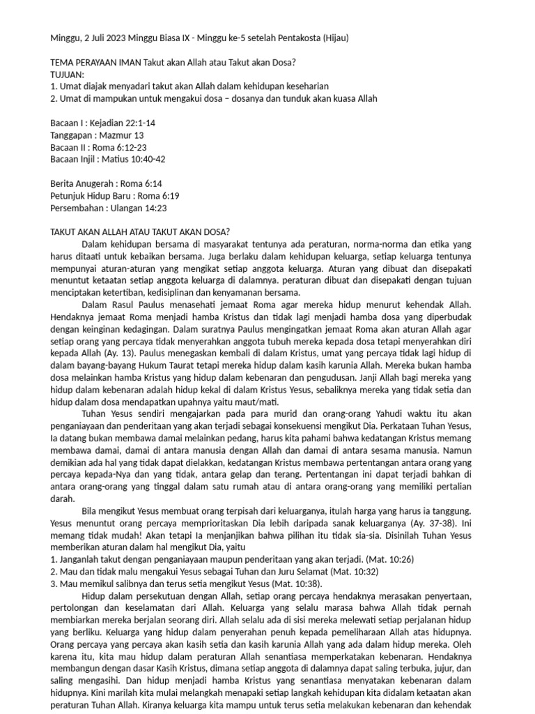 Bahan Kotbah Pak Joko Pak David | PDF | Ilmu Sosial | Gaya Hidup