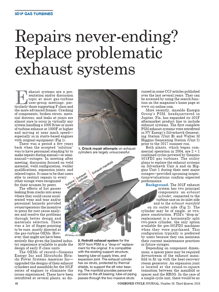 501F Gas Turbine Exhaust System Upgrades | PDF | Reliability ...