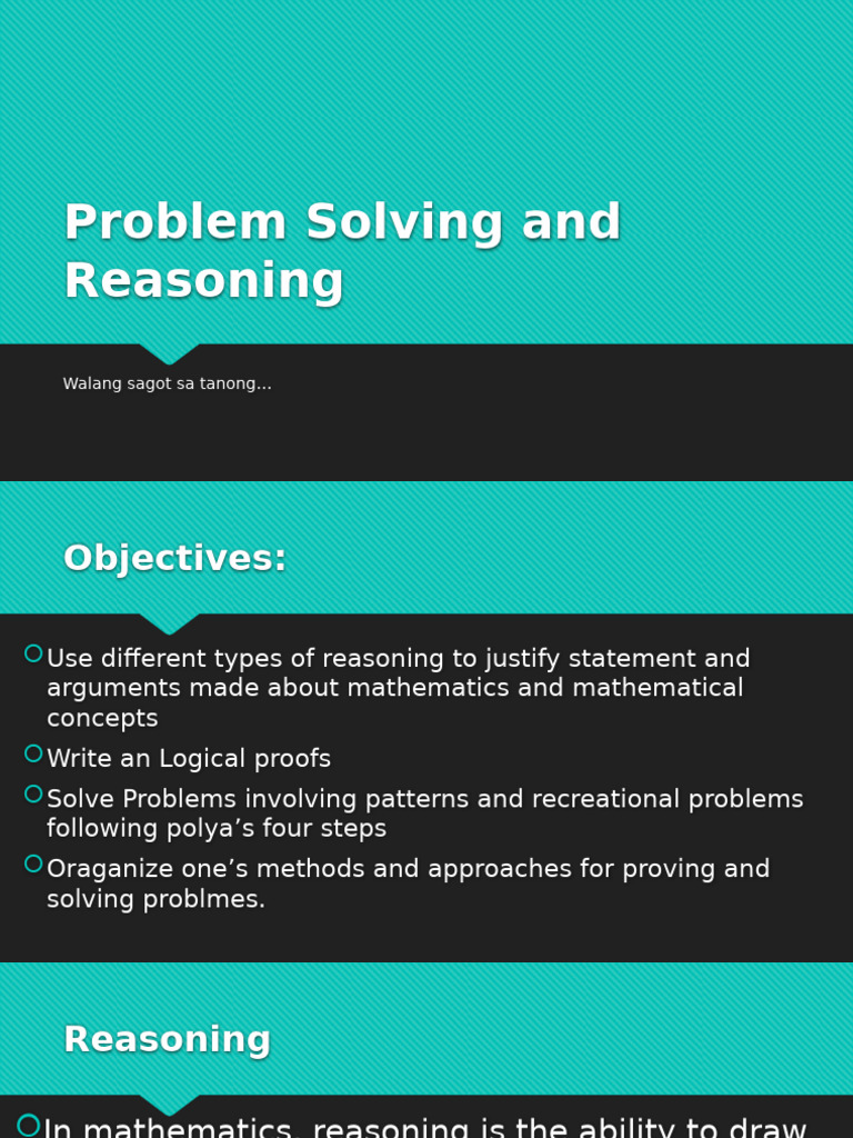 Problem Solving and Reasoning 1 | PDF | Reason | Inductive Reasoning