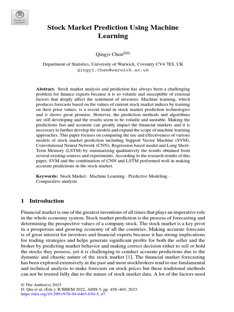 Stock Market Prediction Using Machine Learning Pdf Machine Learning