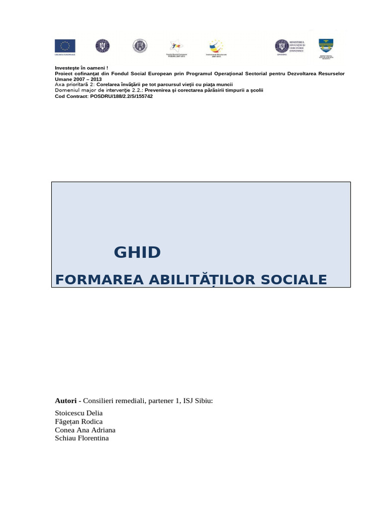 Ghid Formarea Abilitatilor Sociale | PDF