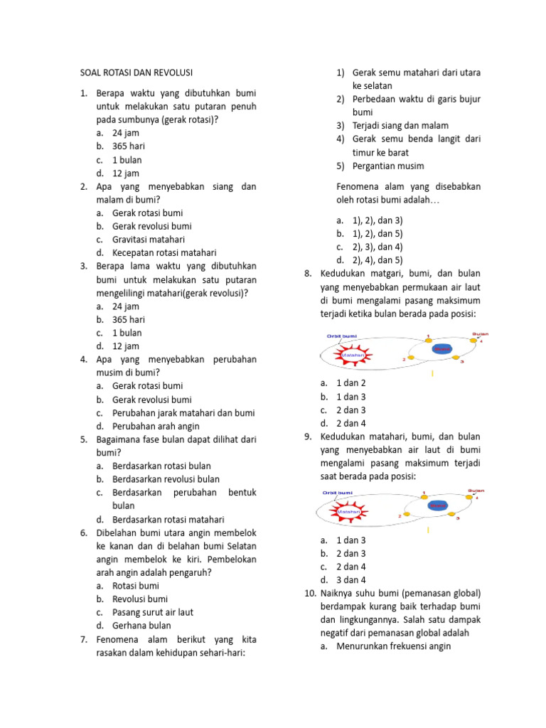 Soal Rotasi Dan Revolusi | PDF