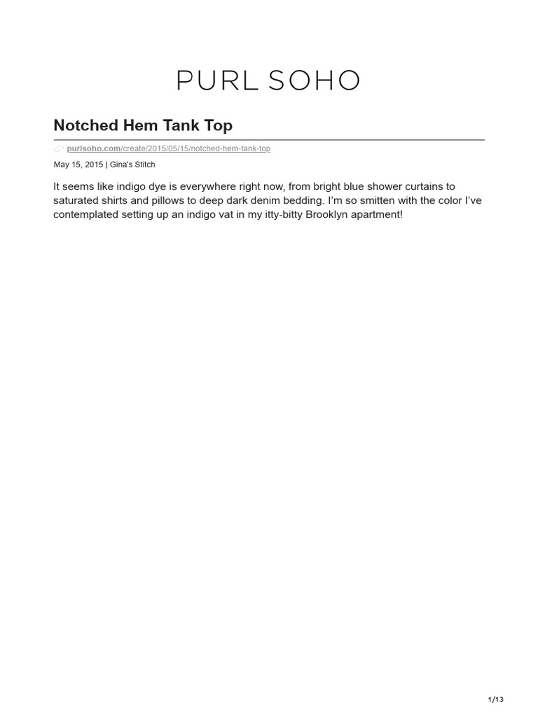 Notched Hem Tank Top | PDF | Knitting | Textiles