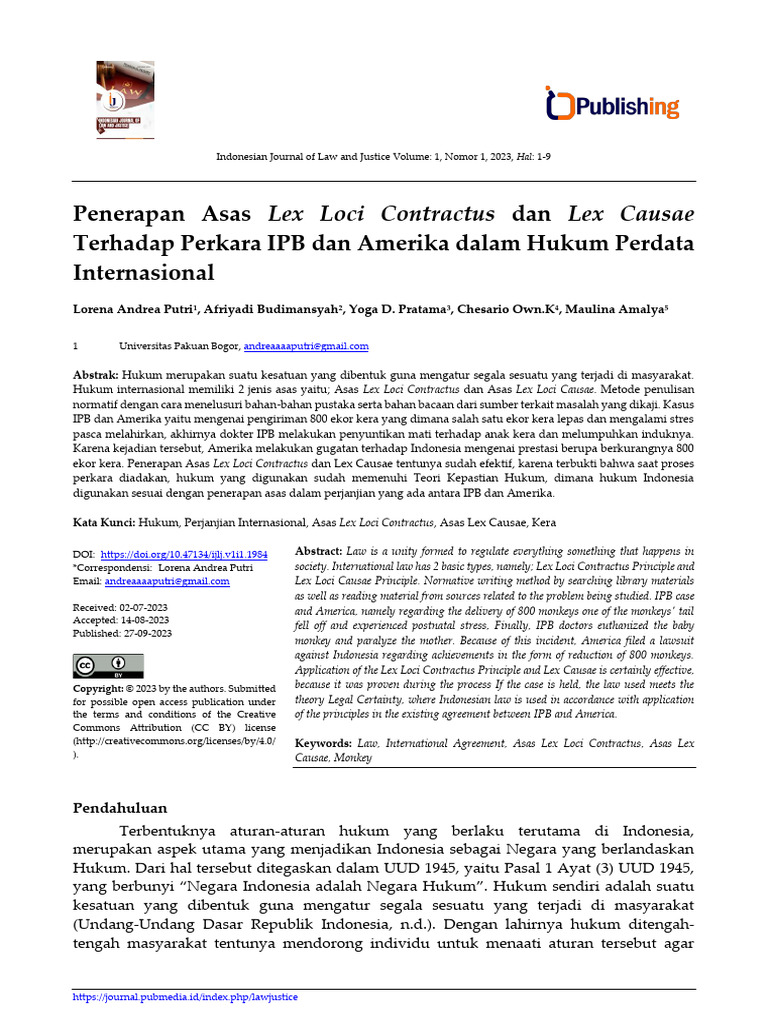 Penerapan Asas Lex Loci dalam Kasus IPB-Amerika | PDF | Hukum