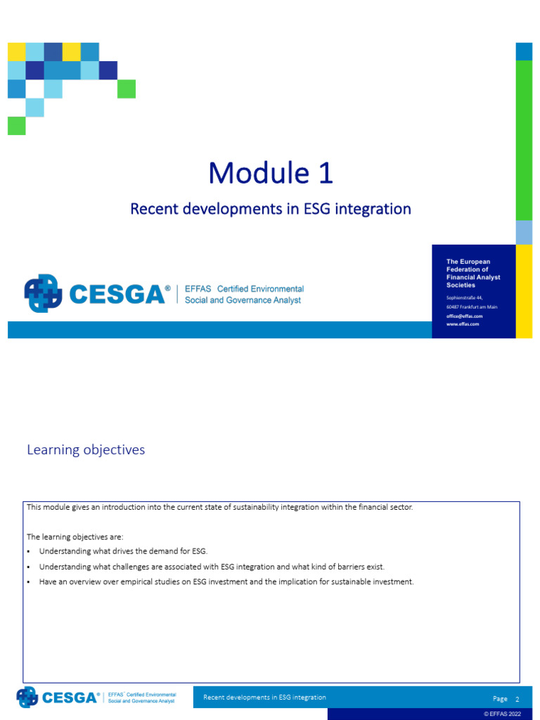 EFFAS CESGA 2022 Module1 | PDF | Economies | Financial Services