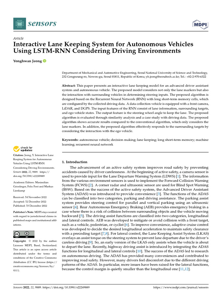 Interactive Lane Keeping System For Autonomous Veh | PDF | Artificial ...
