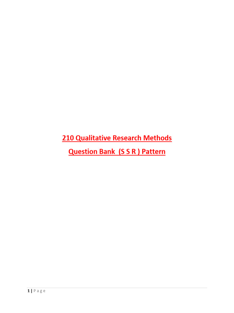 210 QRM Questions Bank SSR Pattern | PDF | Methodology | Qualitative ...